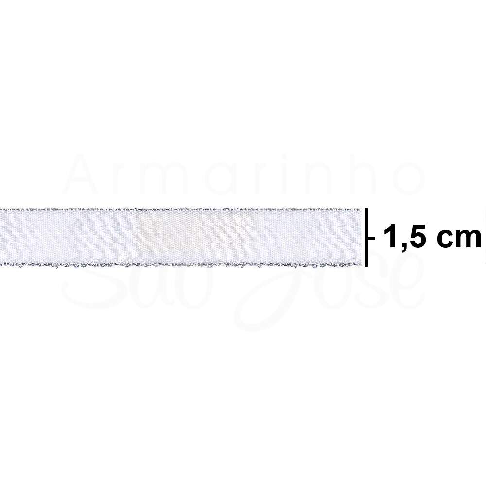 Fita de Cetim com Borda Prateada Ref.103 N.03 15mm com 10 metros