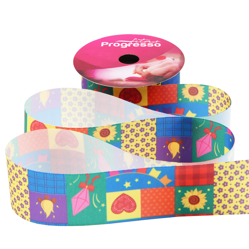 Fita de Gorgurão Junina Progresso N.09 38mm 324 Patch 10mts