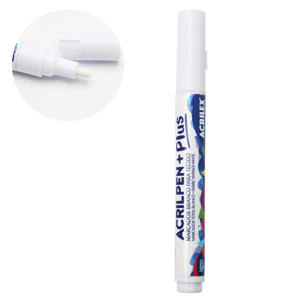 Marcador para Tecido Acrilpen + Plus Acrilex Branco Ref.4426