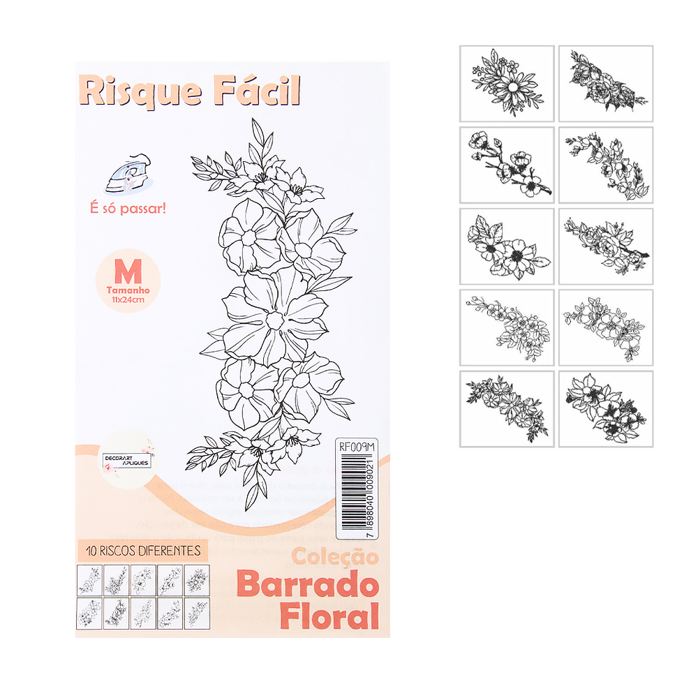 Risque Fácil Márcia Caires Decorart Coleção Barrado Floral