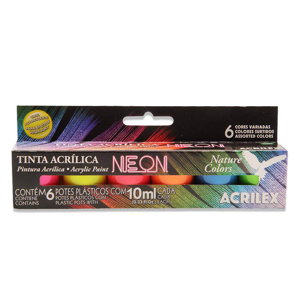 Tinta Acrilex Nature Colors Neon Ref.03906 6x10ml com 06 Und