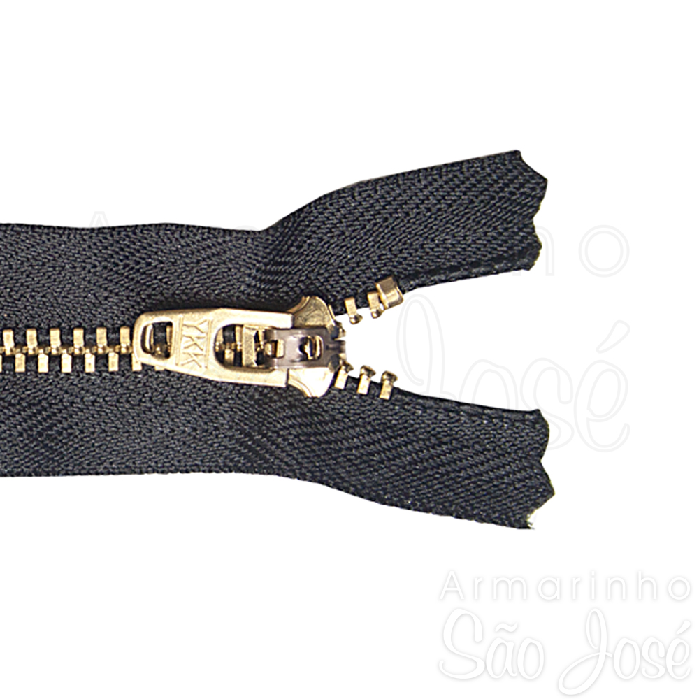 Zíper YKK Metal Médio Dourado YGC459 15cm 10 unidades